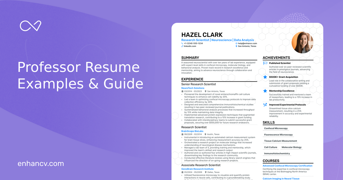 6 Professor Resume Examples & Guide for 2024