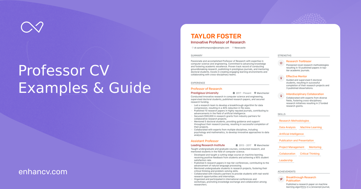 3 Professor CV Examples for 2024