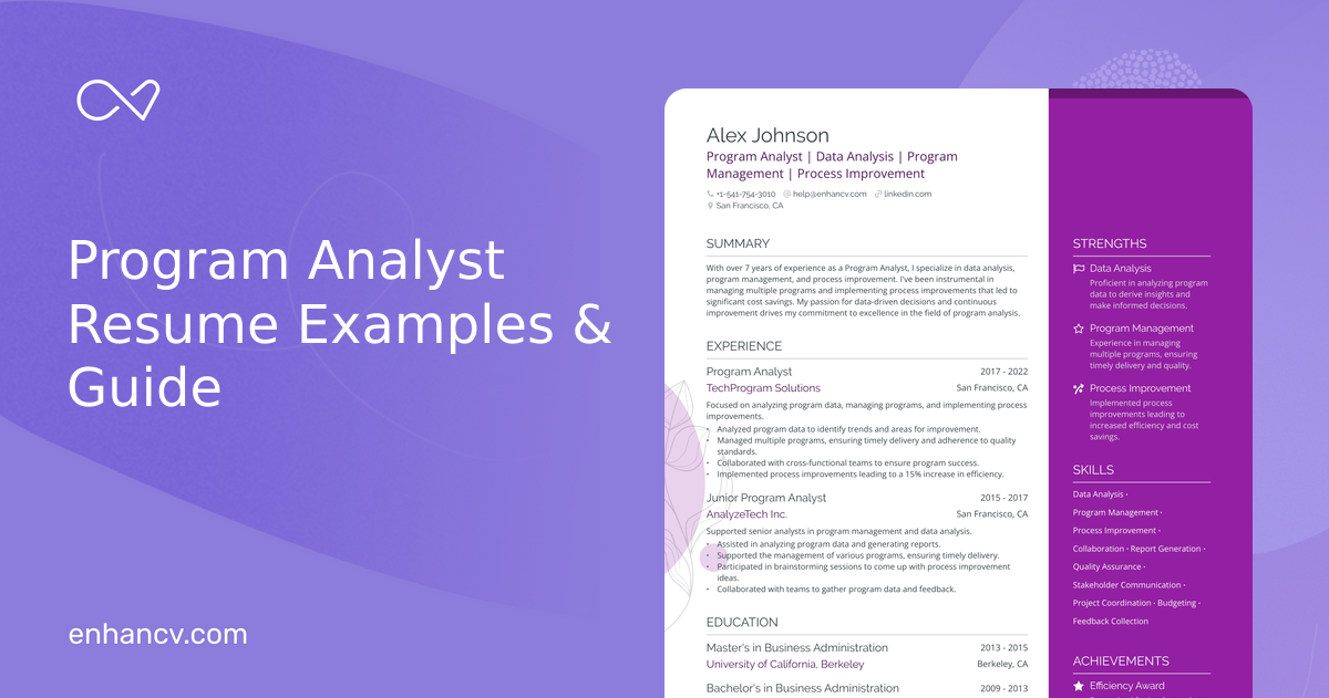 5 Program Analyst Resume Examples & Guide for 2024