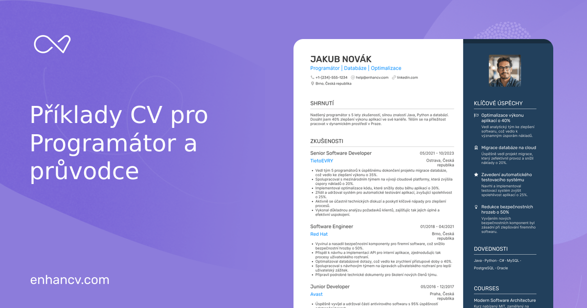 12 Vzory životopisů pro Programátor