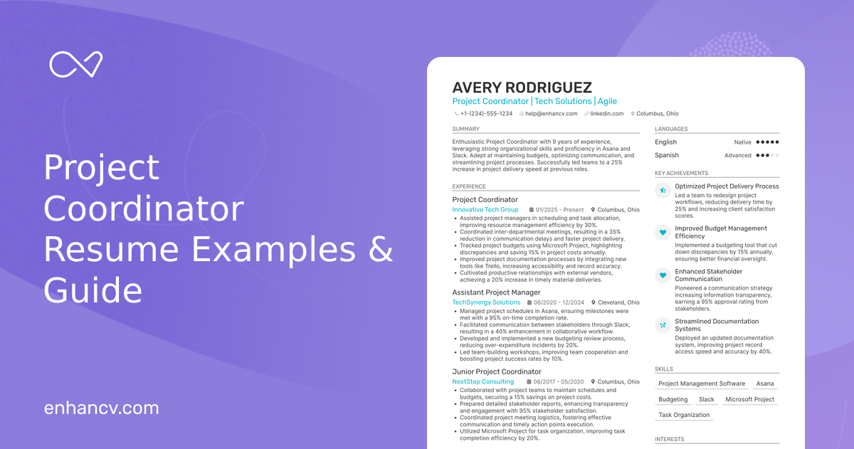 21 Project Coordinator Resume Examples & Guide for 2026