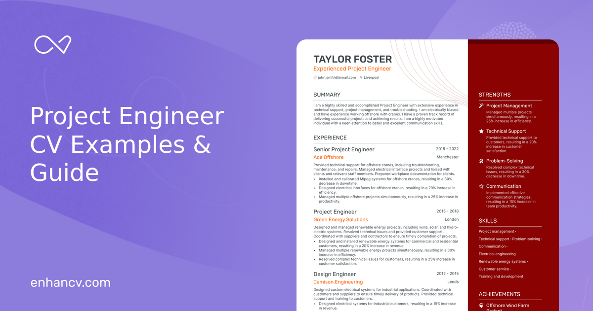 3 Project Engineer CV Examples for 2024
