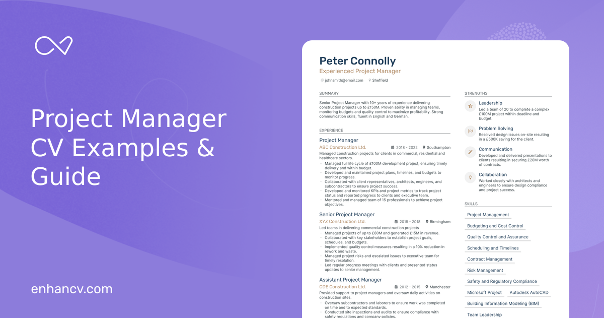3 Project Manager CV Examples for 2024