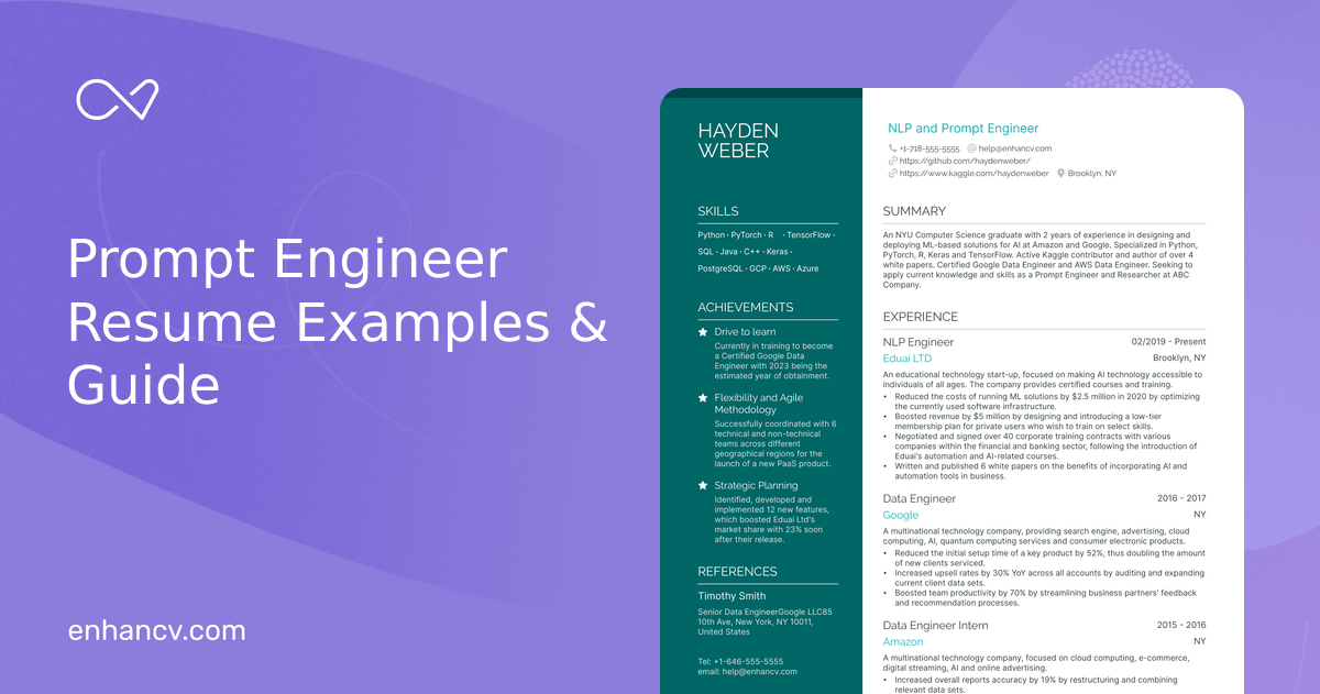 5 Prompt Engineer Resume Examples & Guide for 2024