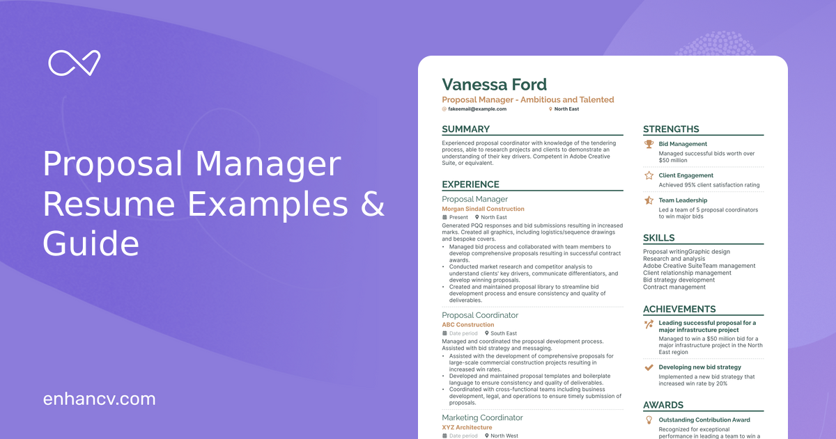 5 Proposal Manager Resume Examples & Guide for 2024