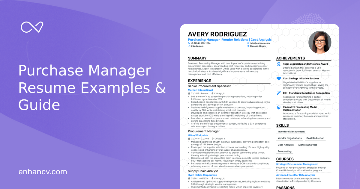 3 Purchase Manager Resume Examples & Guide for 2024