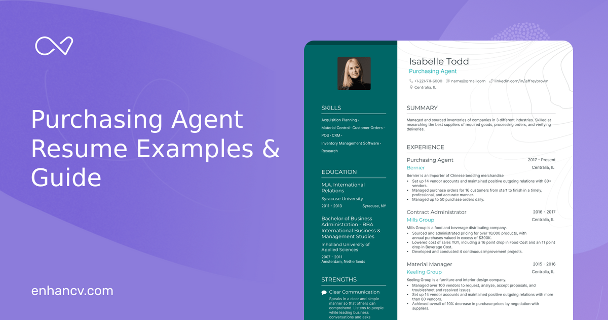 5 Purchasing Agent Resume Examples & Guide for 2024