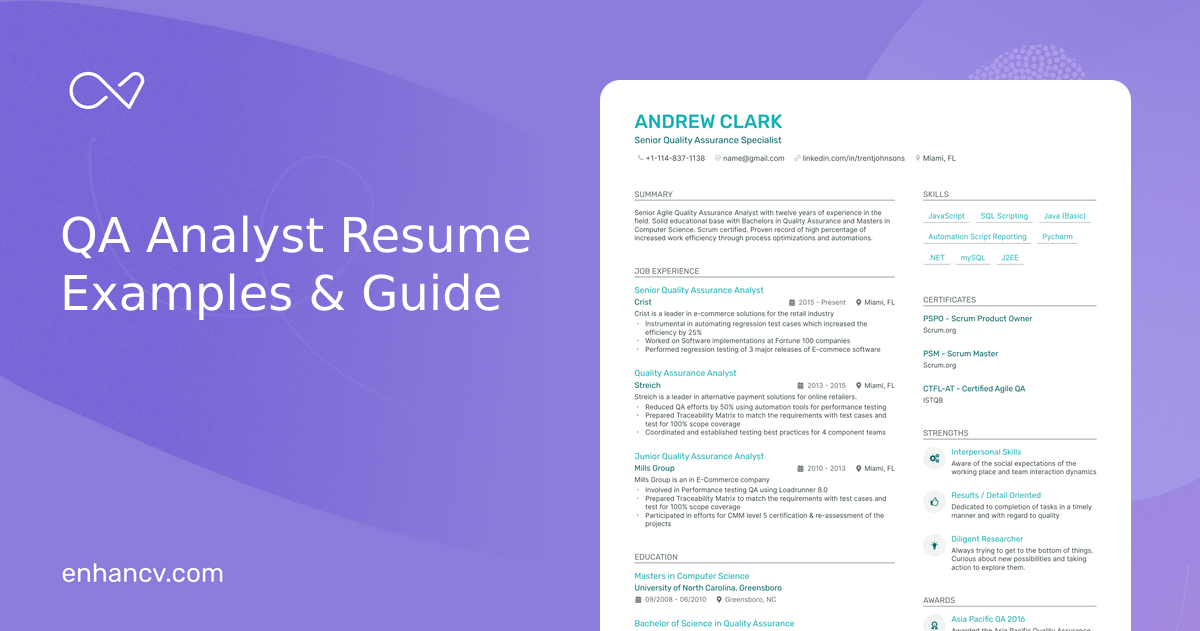 5 QA Analyst Resume Examples & Guide for 2024