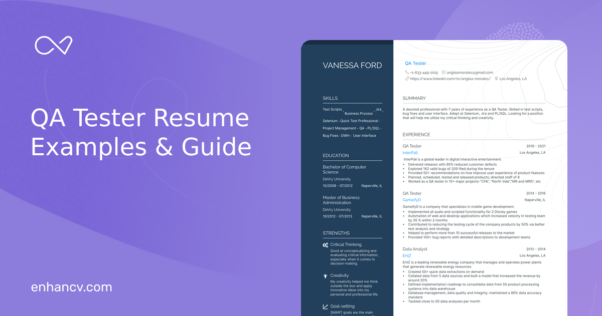 8 QA Tester Resume Examples & Guide for 2024