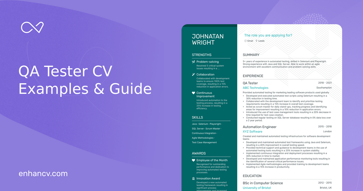 3 QA Tester CV Examples for 2024