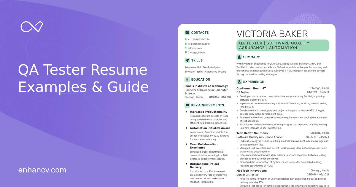 15 QA Tester Resume Examples & Guide for 2026