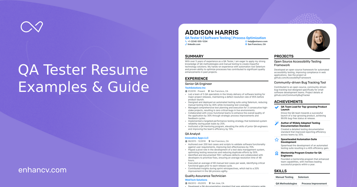 8 QA Tester Resume Examples & Guide for 2024