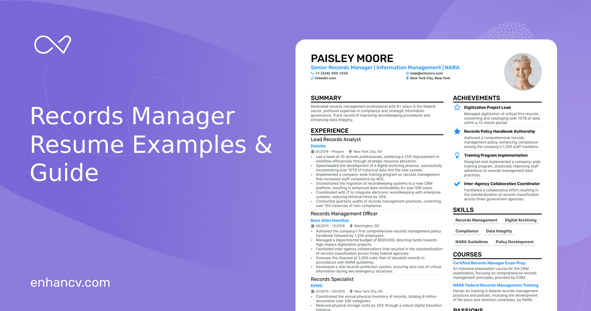 10 Records Manager Resume Examples & Guide for 2024