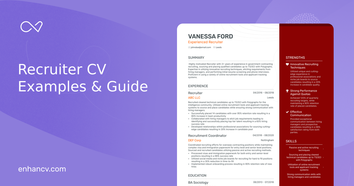 3 Recruiter CV Examples for 2024