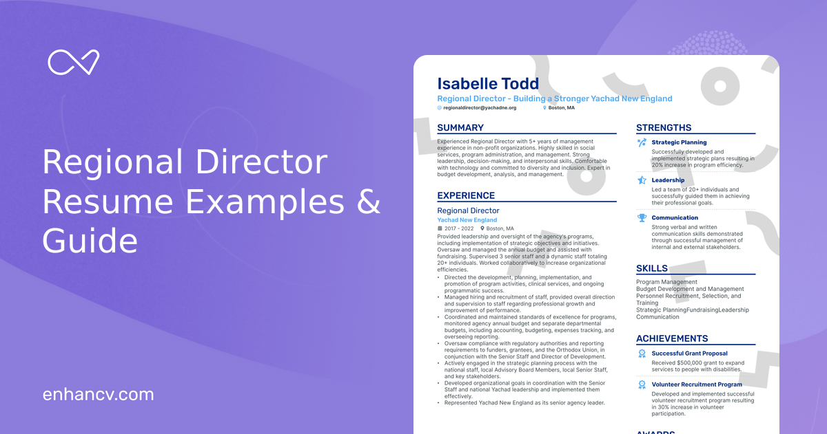 5 Regional Director Resume Examples & Guide for 2024
