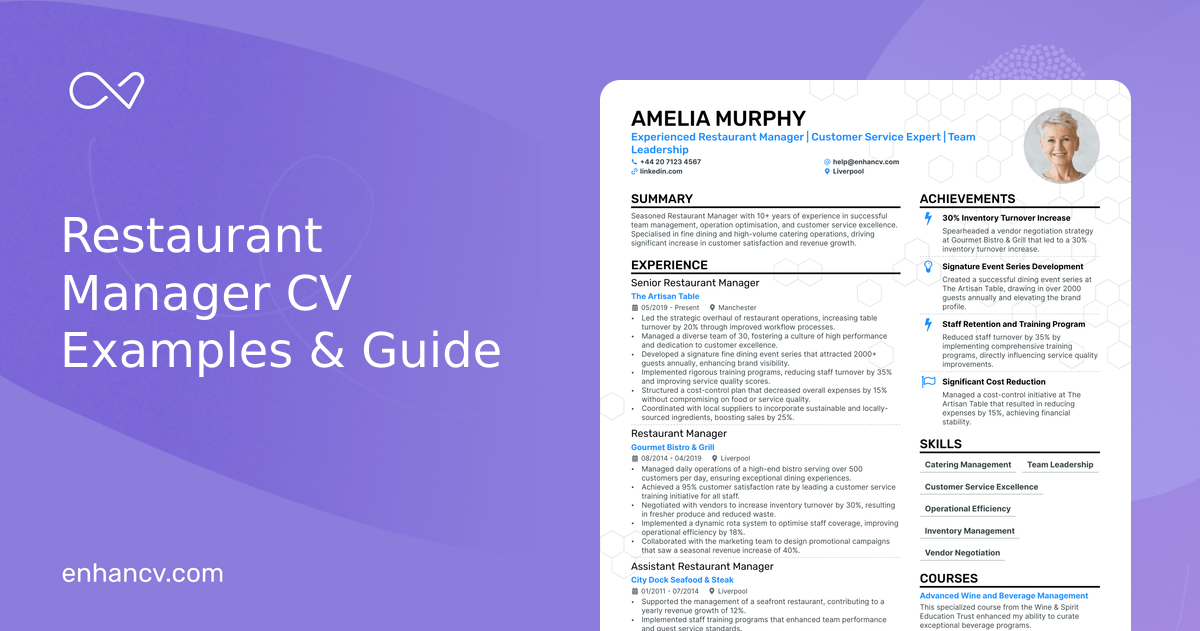 Restaurant Manager CV Examples & Guide for 2026