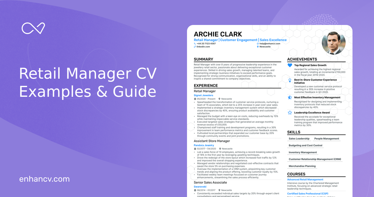 Retail Manager CV Examples & Guide for 2025