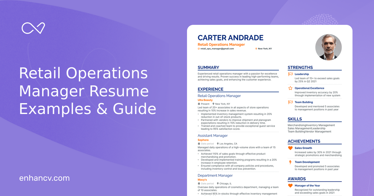 5 Retail Operations Manager Resume Examples & Guide for 2024