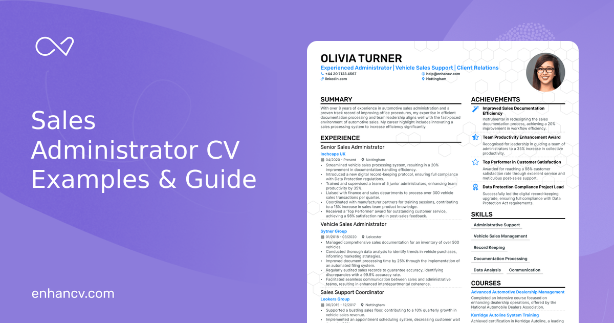 Sales Administrator CV Examples & Guide for 2026
