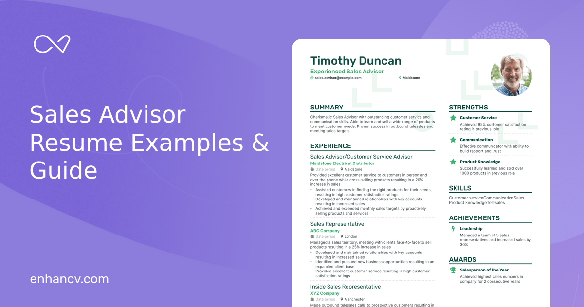 5 Sales Advisor Resume Examples & Guide for 2024