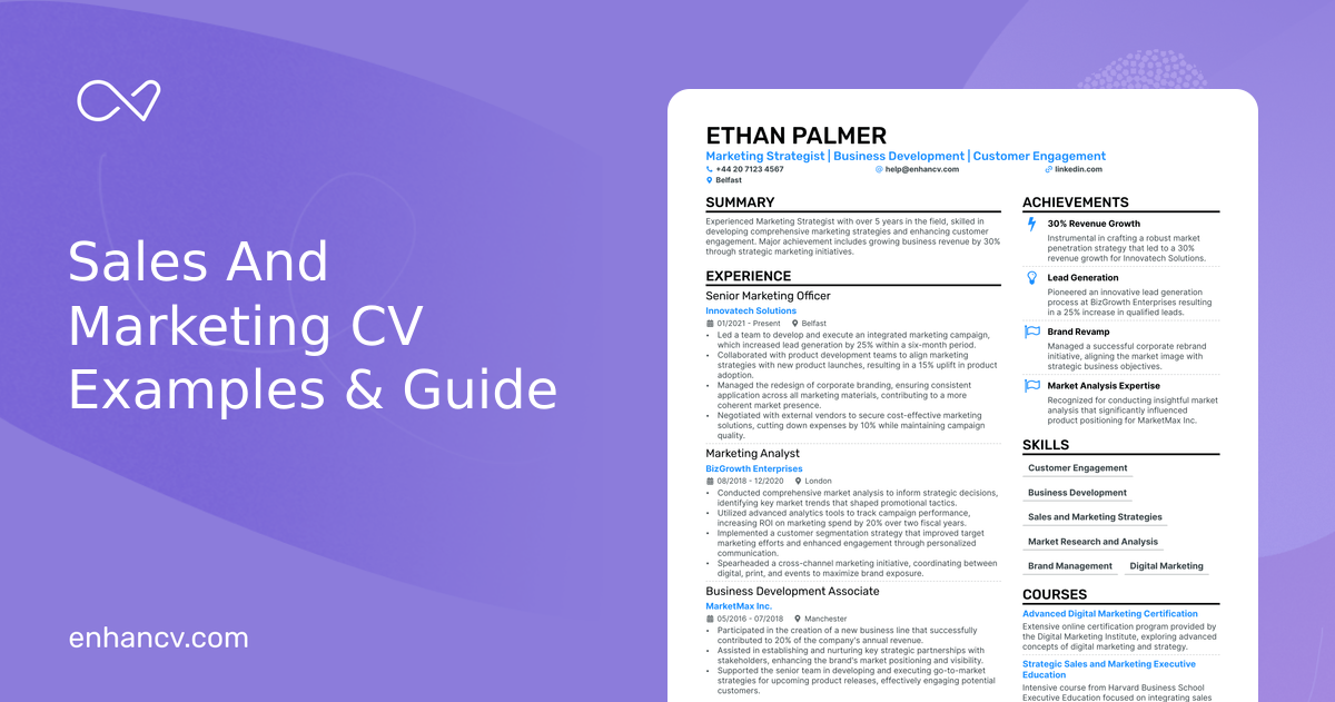 Sales And Marketing CV Examples & Guide for 2026