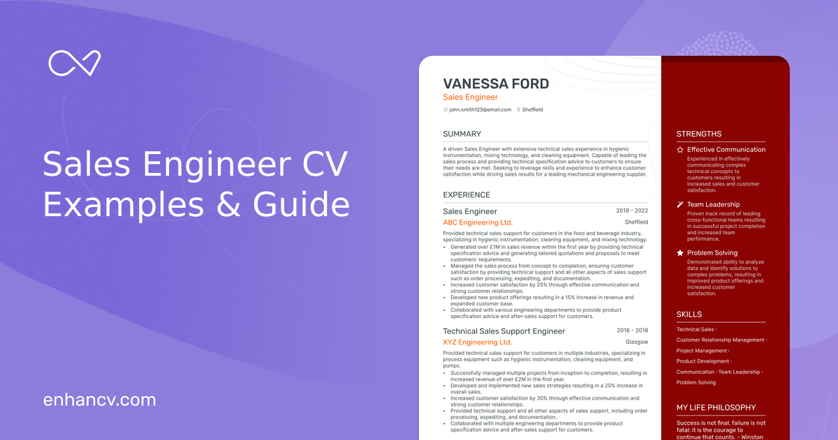 3 Sales Engineer CV Examples for 2024
