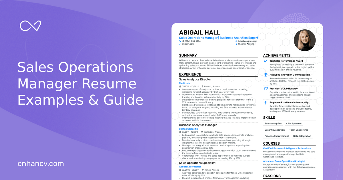 5 Sales Operations Manager Resume Examples & Guide for 2024
