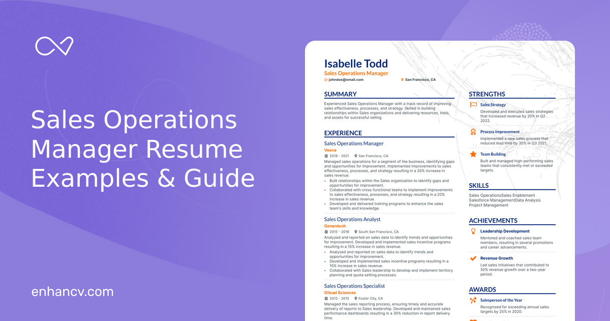 5 Sales Operations Manager Resume Examples & Guide for 2024