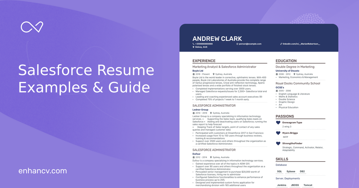 6 Salesforce Resume Examples & Guide for 2024