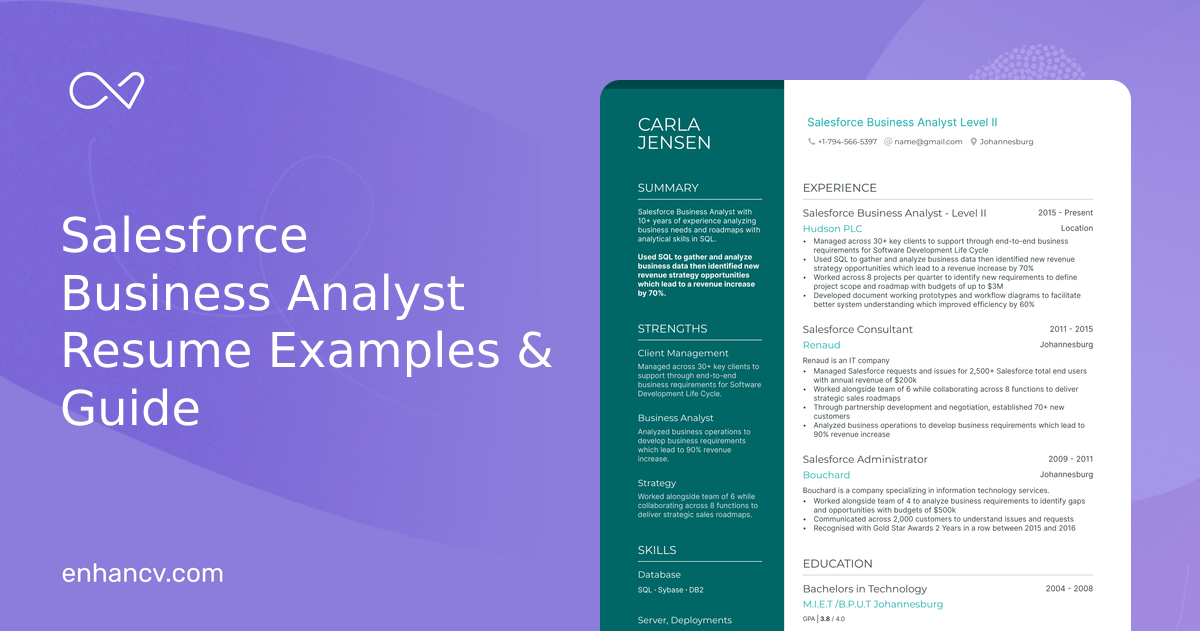 5 Salesforce Business Analyst Resume Examples & Guide for 2024