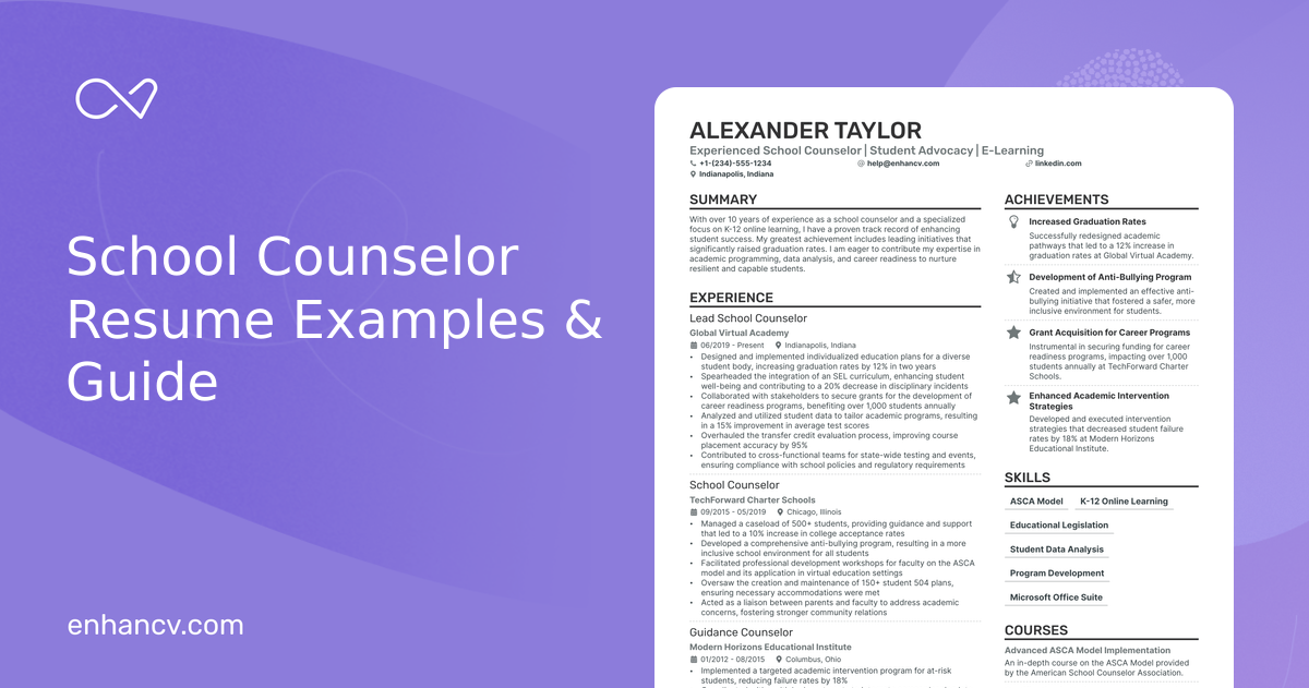 5 School Counselor Resume Examples & Guide for 2024