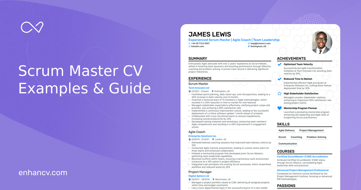 Scrum Master CV Examples & Guide for 2026