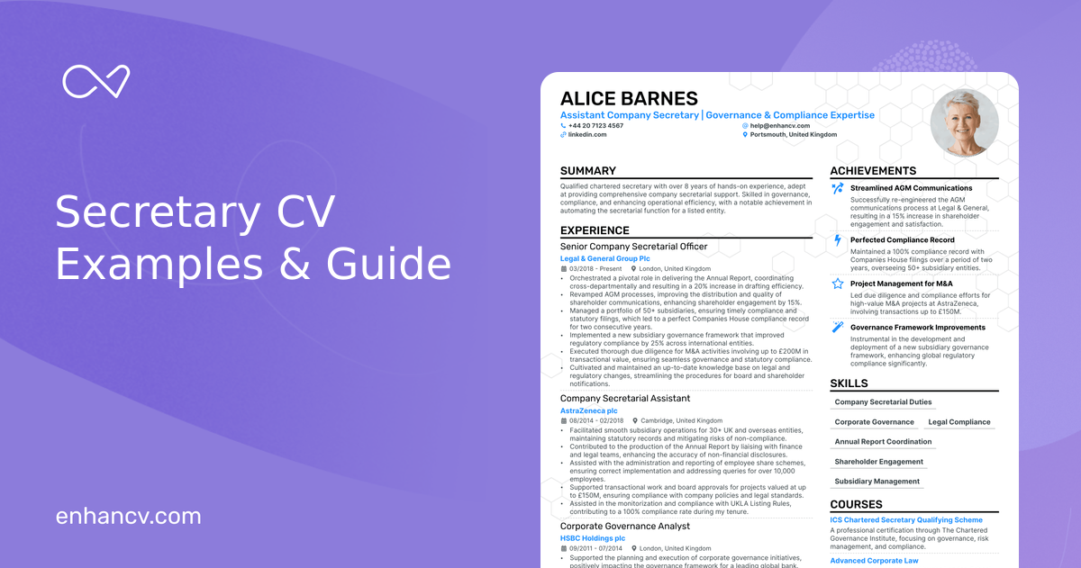 Secretary CV Examples & Guide for 2026