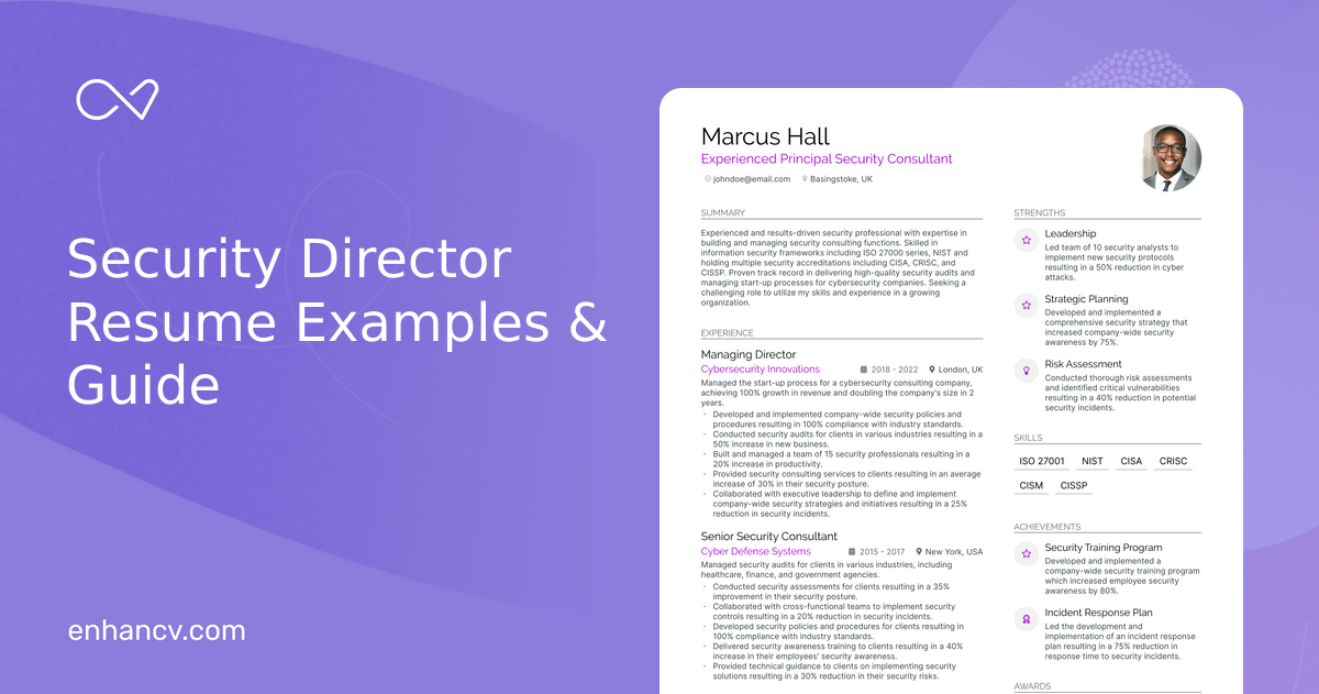 5 Security Director Resume Examples & Guide for 2024