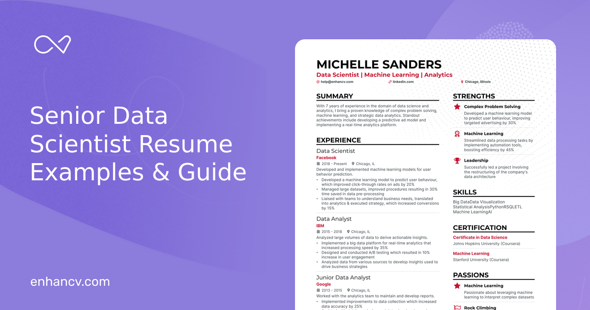 5 Senior Data Scientist Resume Examples & Guide for 2024