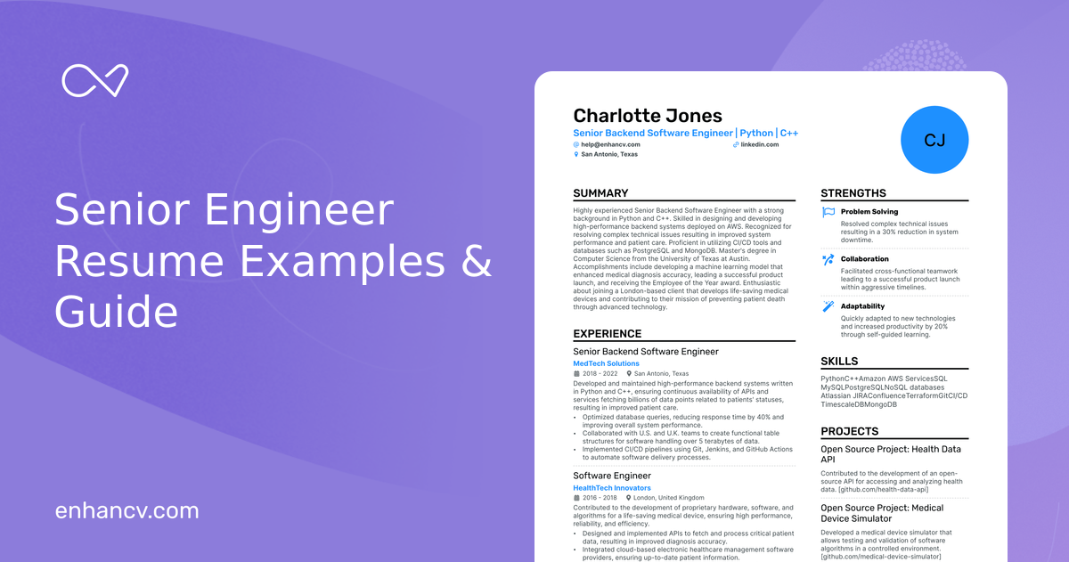 10 Senior Engineer Resume Examples & Guide for 2024
