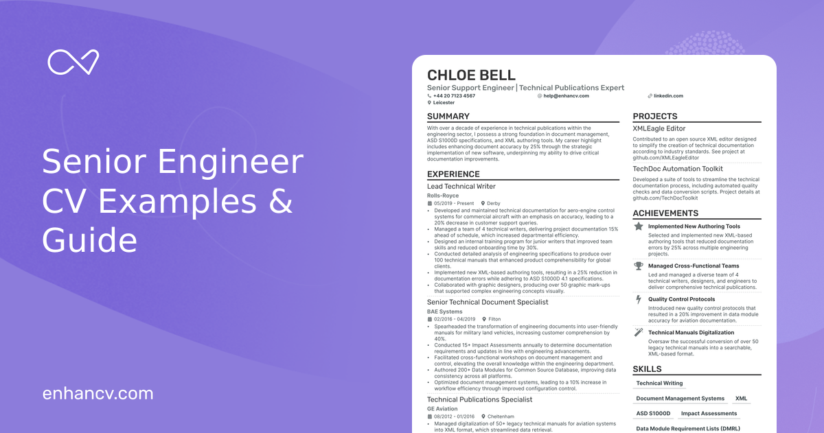 Senior Engineer CV Examples & Guide for 2026