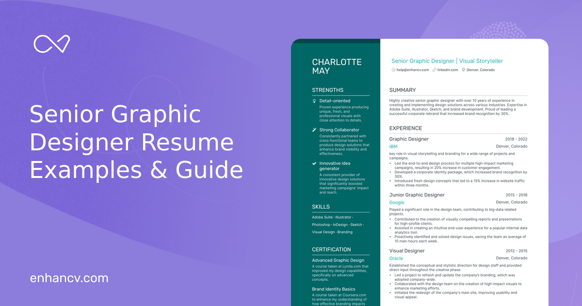 10 Senior Graphic Designer Resume Examples & Guide for 2024