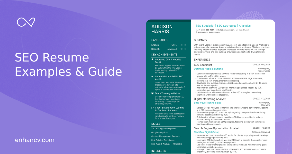 23 SEO Resume Examples & Guide for 2026