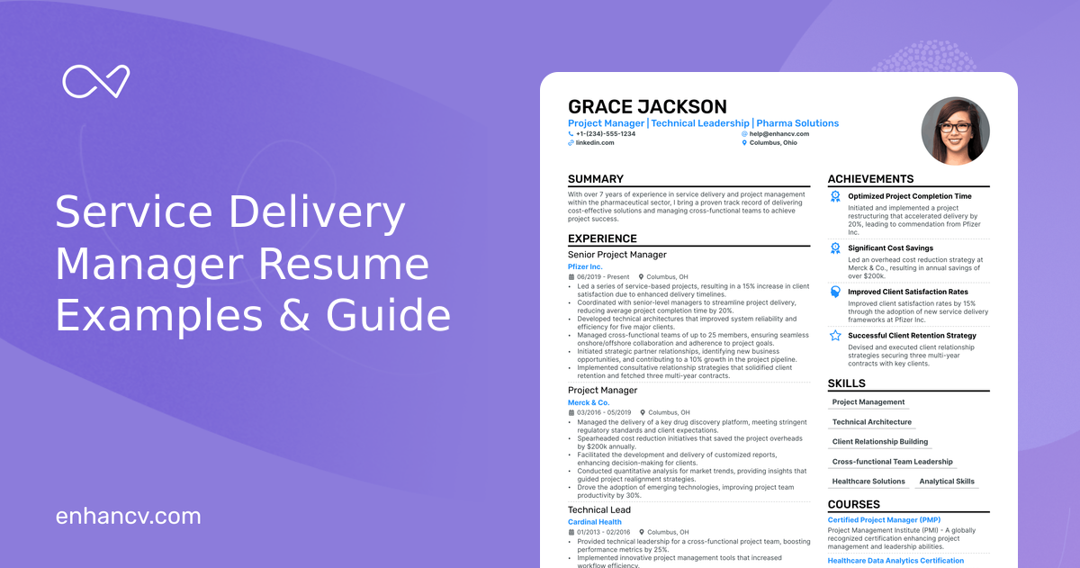10 Service Delivery Manager Resume Examples & Guide for 2024