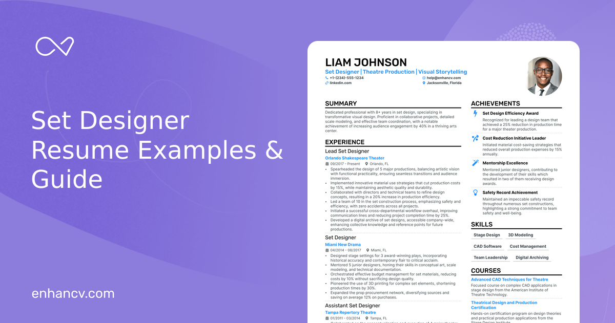 10 Set Designer Resume Examples & Guide for 2024