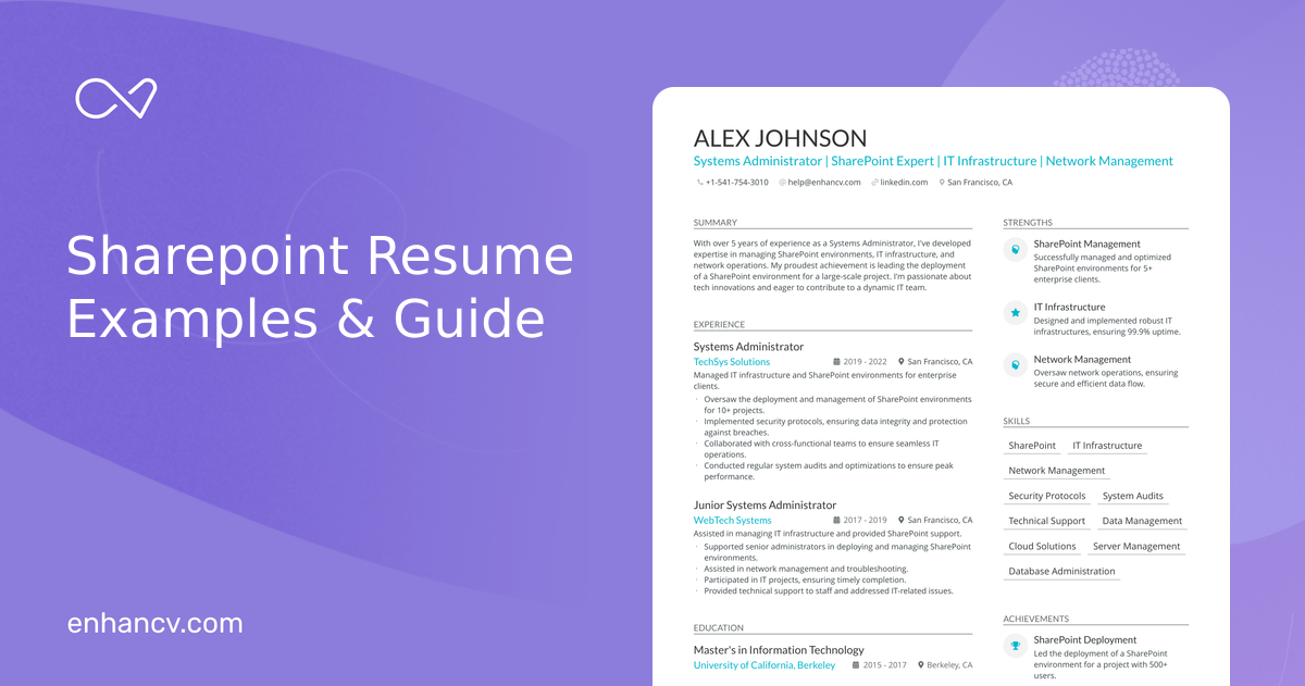 5 Sharepoint Resume Examples & Guide for 2024