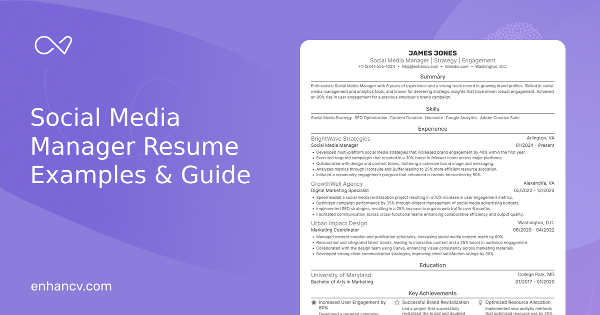 16 Social Media Manager Resume Examples & Guide for 2026