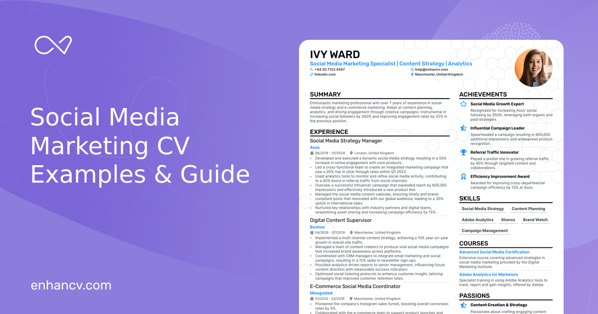 Social Media Marketing CV Examples & Guide for 2026