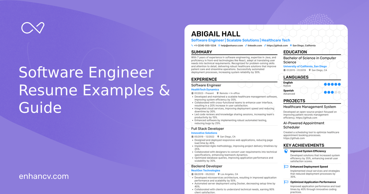Software Engineer Resume: 35+ Examples & Guide [2026]