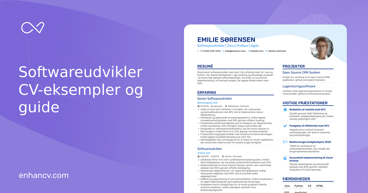 11 CV-eksempler til Softwareudvikler