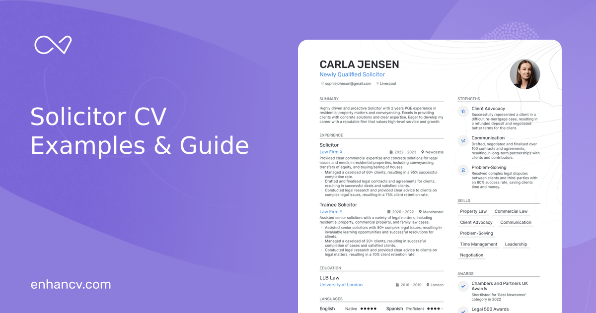 3 Solicitor CV Examples for 2024