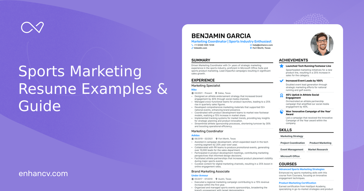 10 Sports Marketing Resume Examples & Guide for 2025