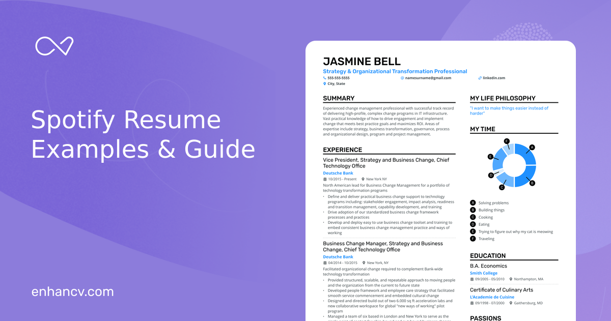 5 Spotify Resume Examples & Guide for 2024