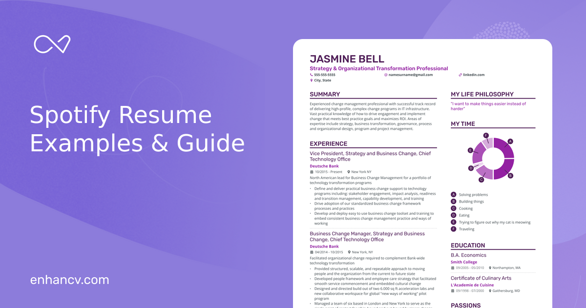 5 Spotify Resume Examples & Guide for 2024